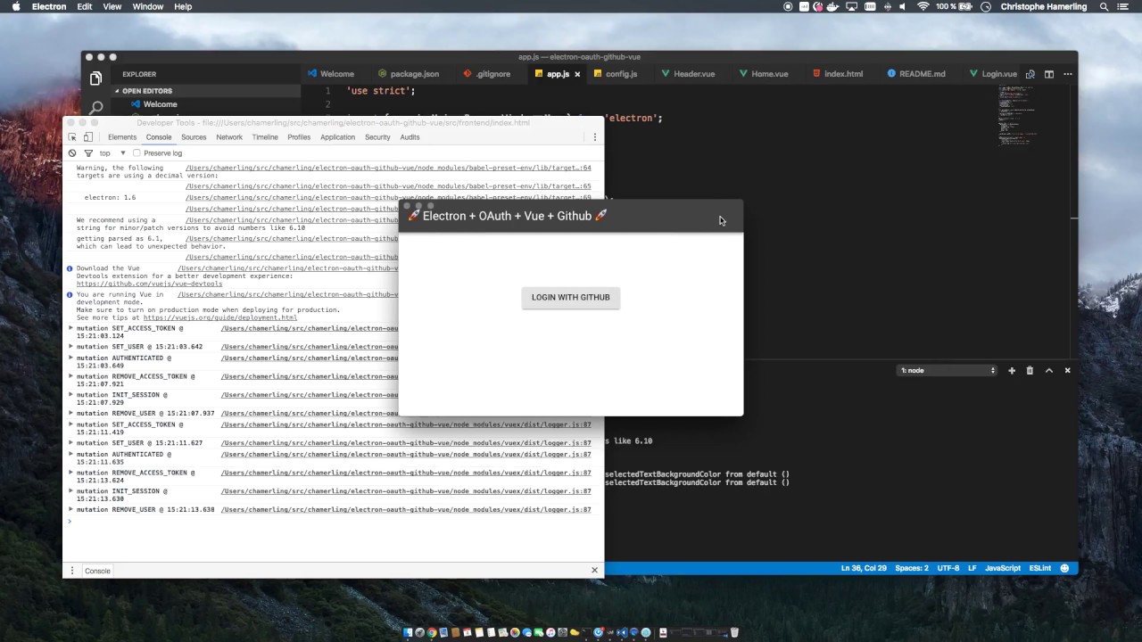 Electron + OAuth + GitHub + Vue