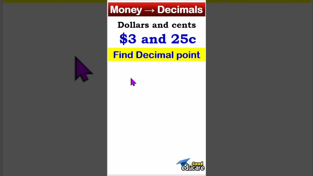 Dollars & Cents to Decimal | Cambridge Primary Math Workbook  | Unit 3.3 Money