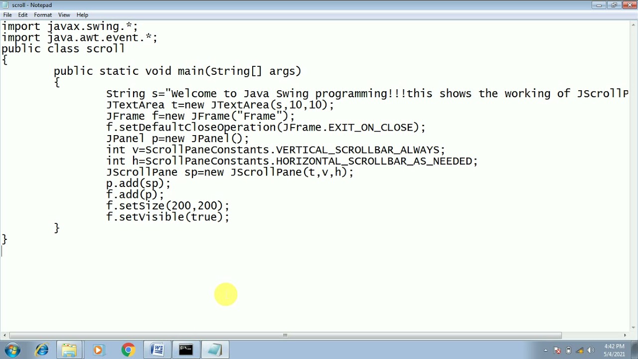 JAVA  JSCROLLPANE EXAMPLE & THEORY