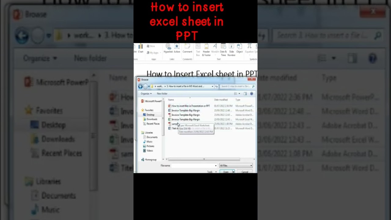 How to insert excel sheet in ppt