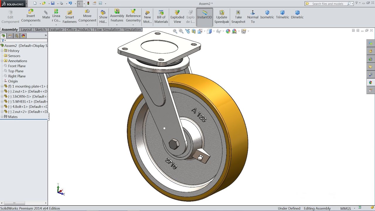 Solidworks tutorial Caster wheel