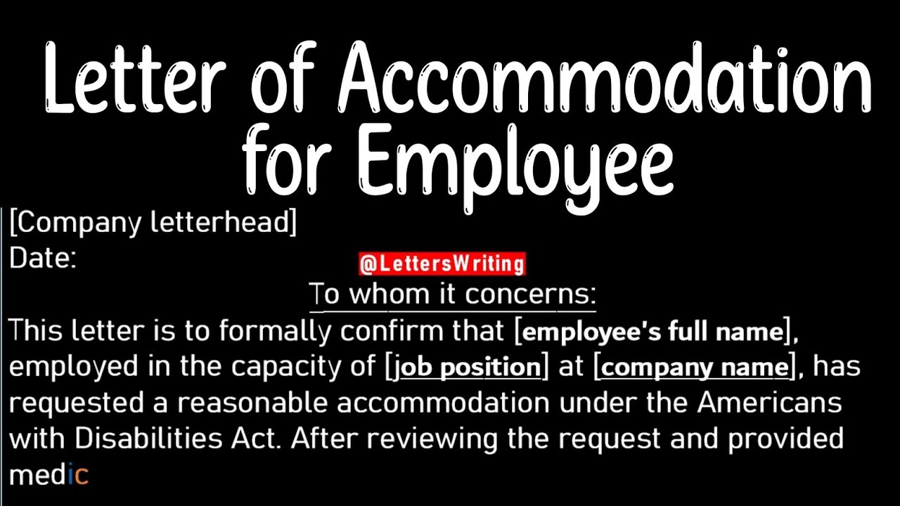 Accommodation Letter for Employee | Letters Writing