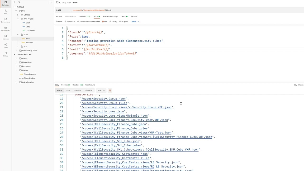 Postman / TM1 - GitHub Integration and Usage