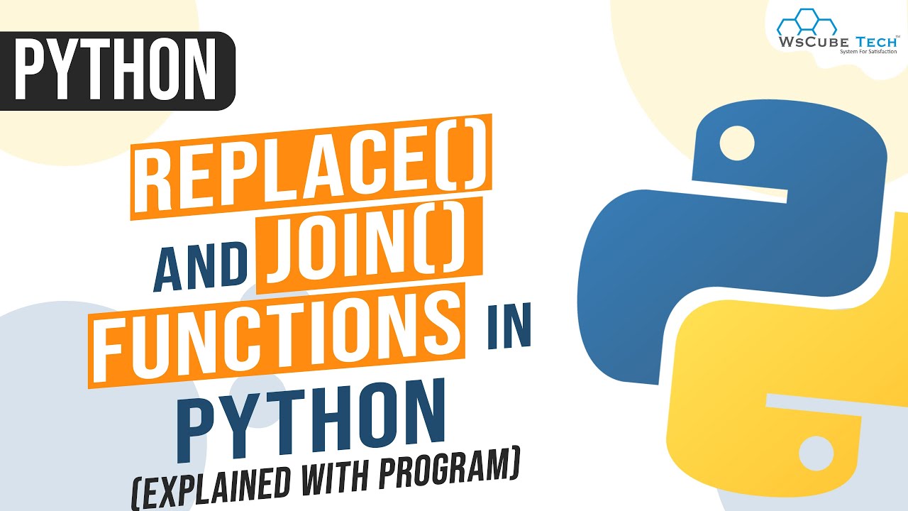replace & join() Function in Python| Built in String Functions in Python | replace() join() function