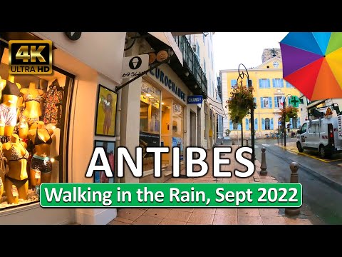 Antibes, France • Walking in the Rain ☔ • Côte d'Azur • Sept 14, 2022 • Virtual Tour 4K