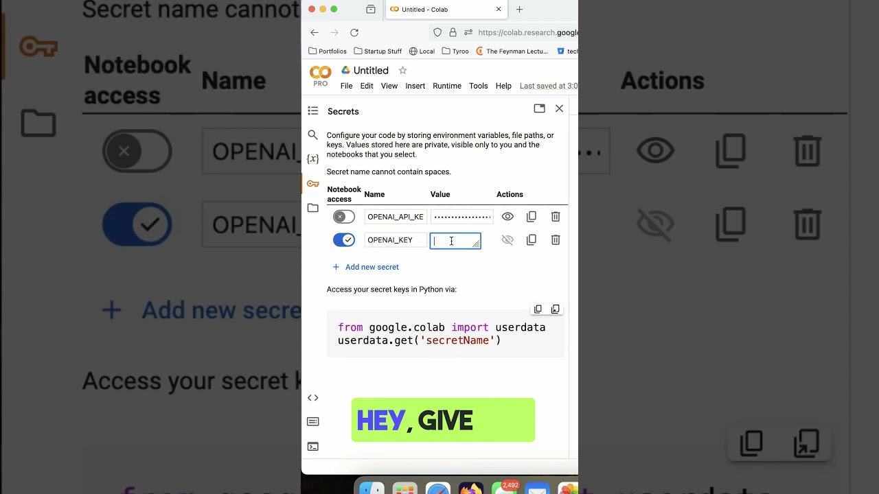 How to Use Secrets in Google Colab (Easy Tutorial)  #coding #programming  #googlecolab