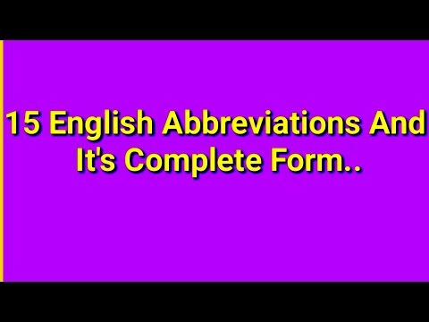 15 English Abbreviations And it's Complete Form