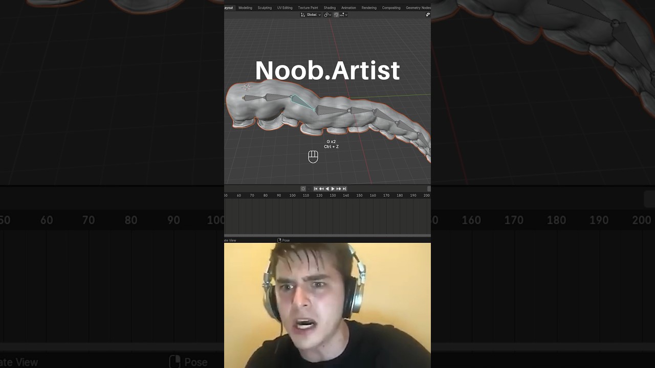 Noob vs Pro artist: animating tentacles #blendertutorial #blender #blendercommunity #blender3d #b3d