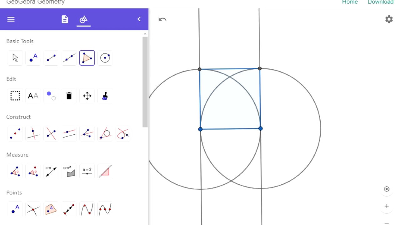 Squares on Geogebra