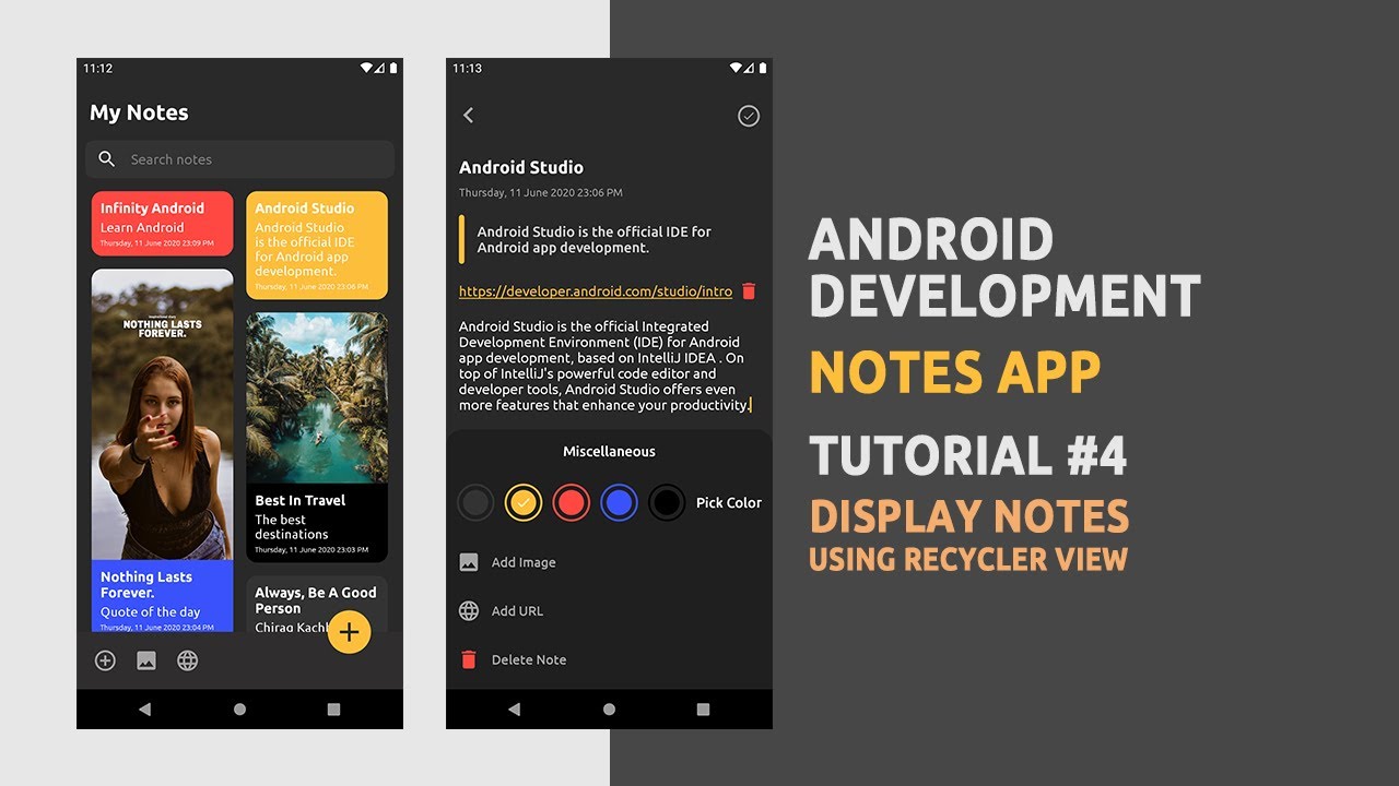 Android Development | Notes App | Tutorial #4 | Display Notes | Recycler View | Android Studio