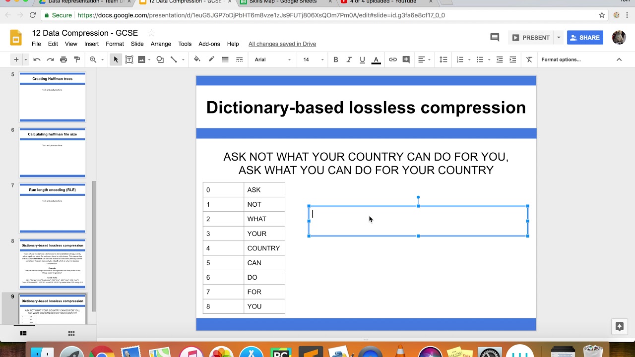 Data Representation - Compression - Dictionary based lossless compression