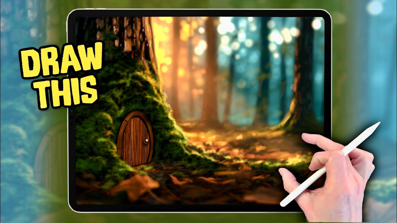 PROCREATE Landscape Drawing Tutorial - FAIRY FALL DOOR in easy steps
