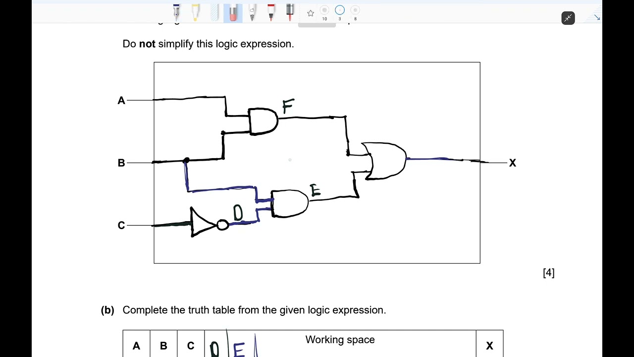 IGCSE Computer Science - Boolean Logic - 2023 Specimen Paper - Number 6b (The Truth Table)