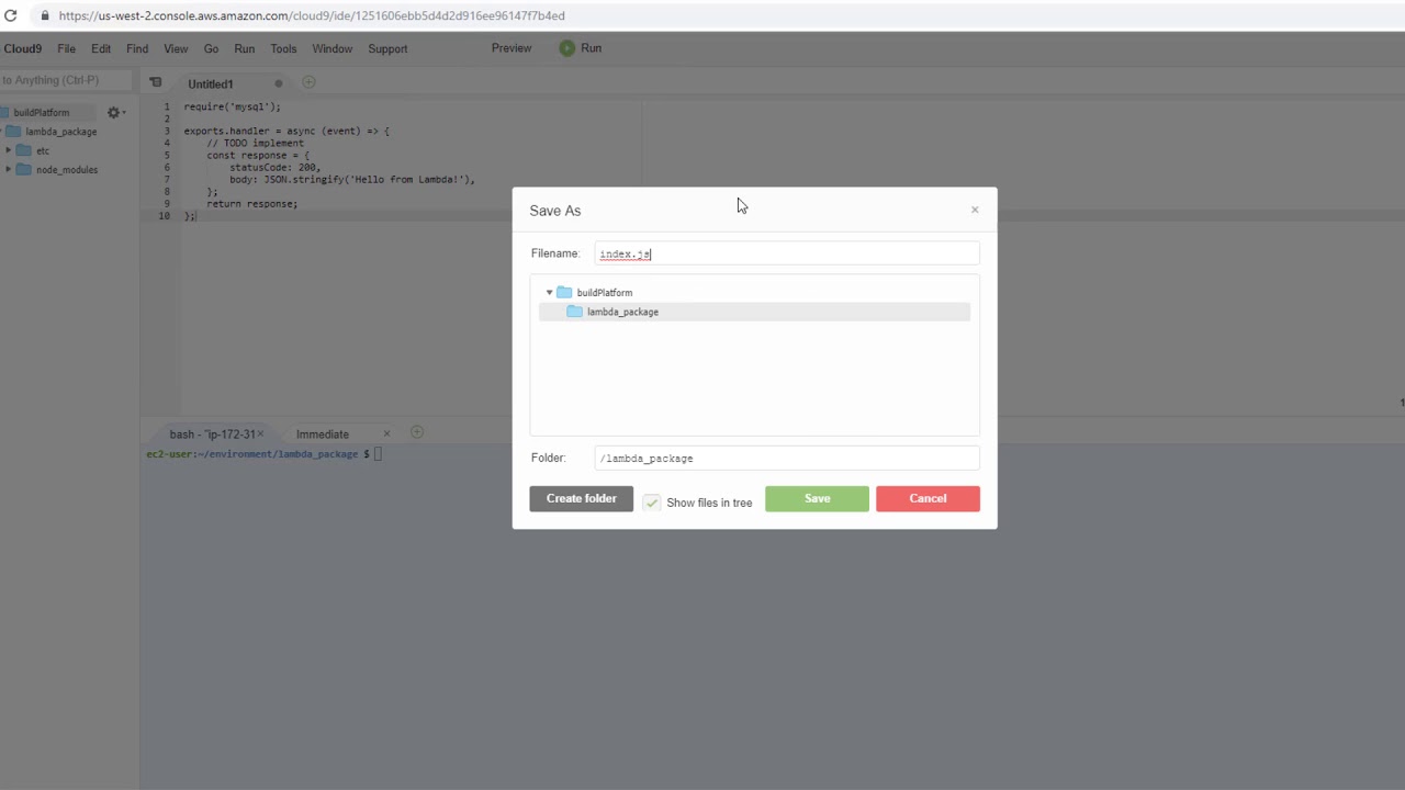 Creating a Lambda Package for NodeJS using MySQL