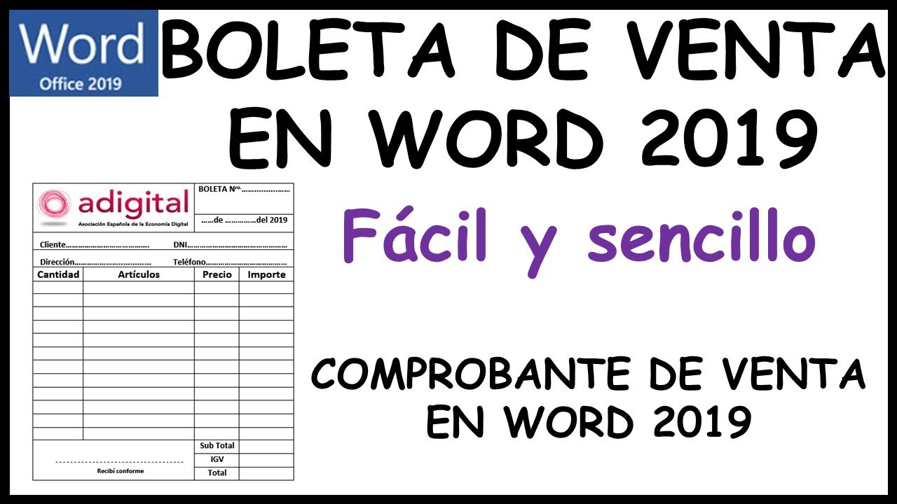 Como crear una Boleta en Word 2019 | Comprobante de Pago en Word Ejercicio #02