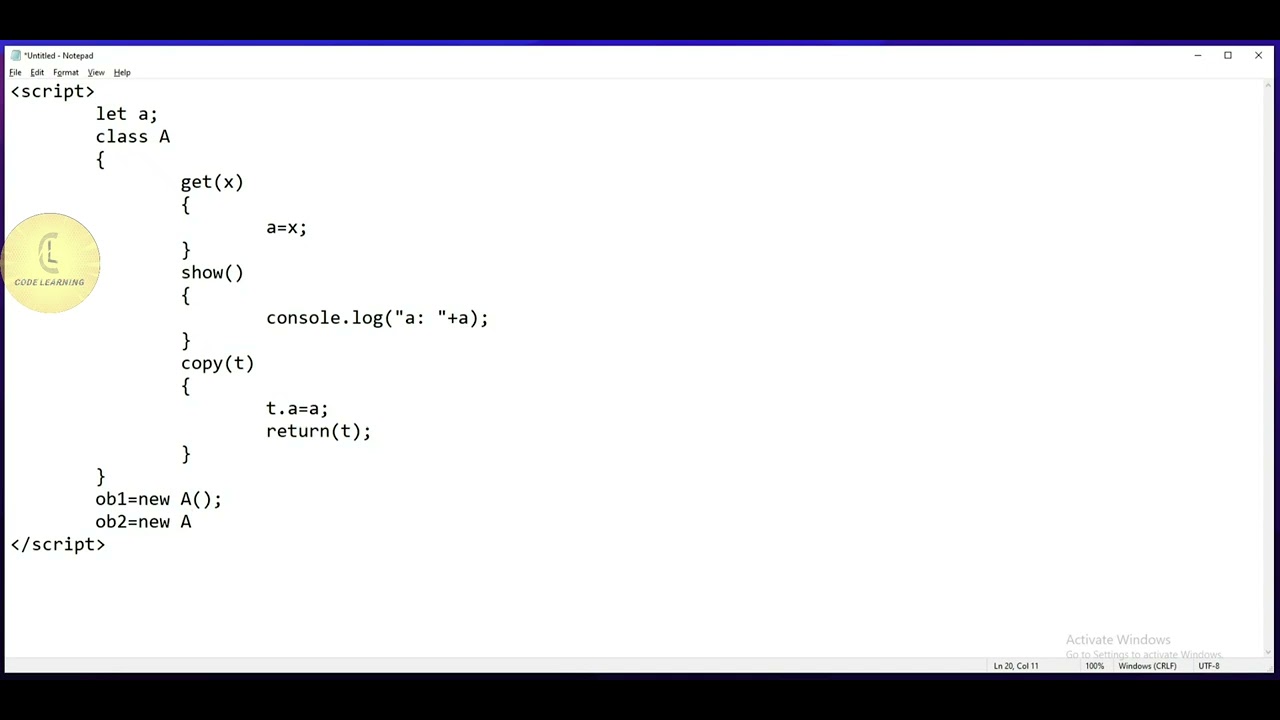 Javascript | class 'returning objects' | CodeLearning