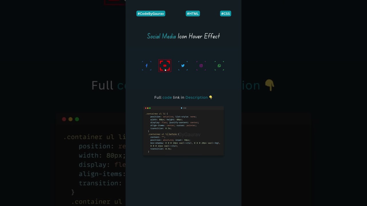 ✨ Social Media Icons with Hover Effects Using HTML & CSS #webdevelopment #coding #hovereffect