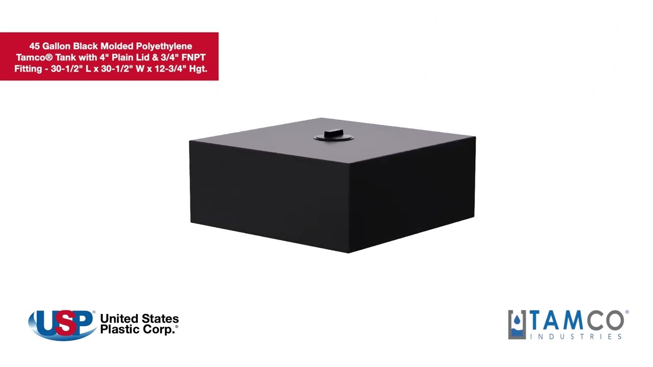 3D-45 Gal Black Molded Polyethylene Tamco® Tank-Lid & 3/4