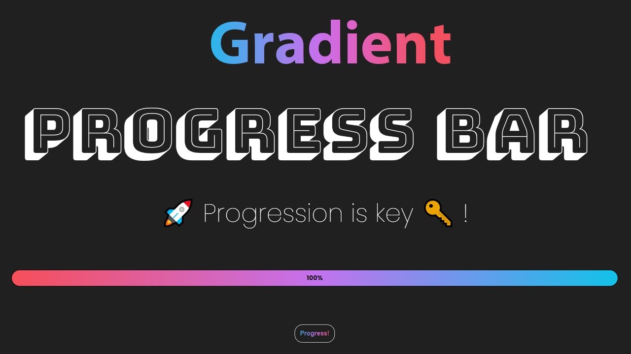 Create a gradient progress bar using HTML, CSS and JavaScript