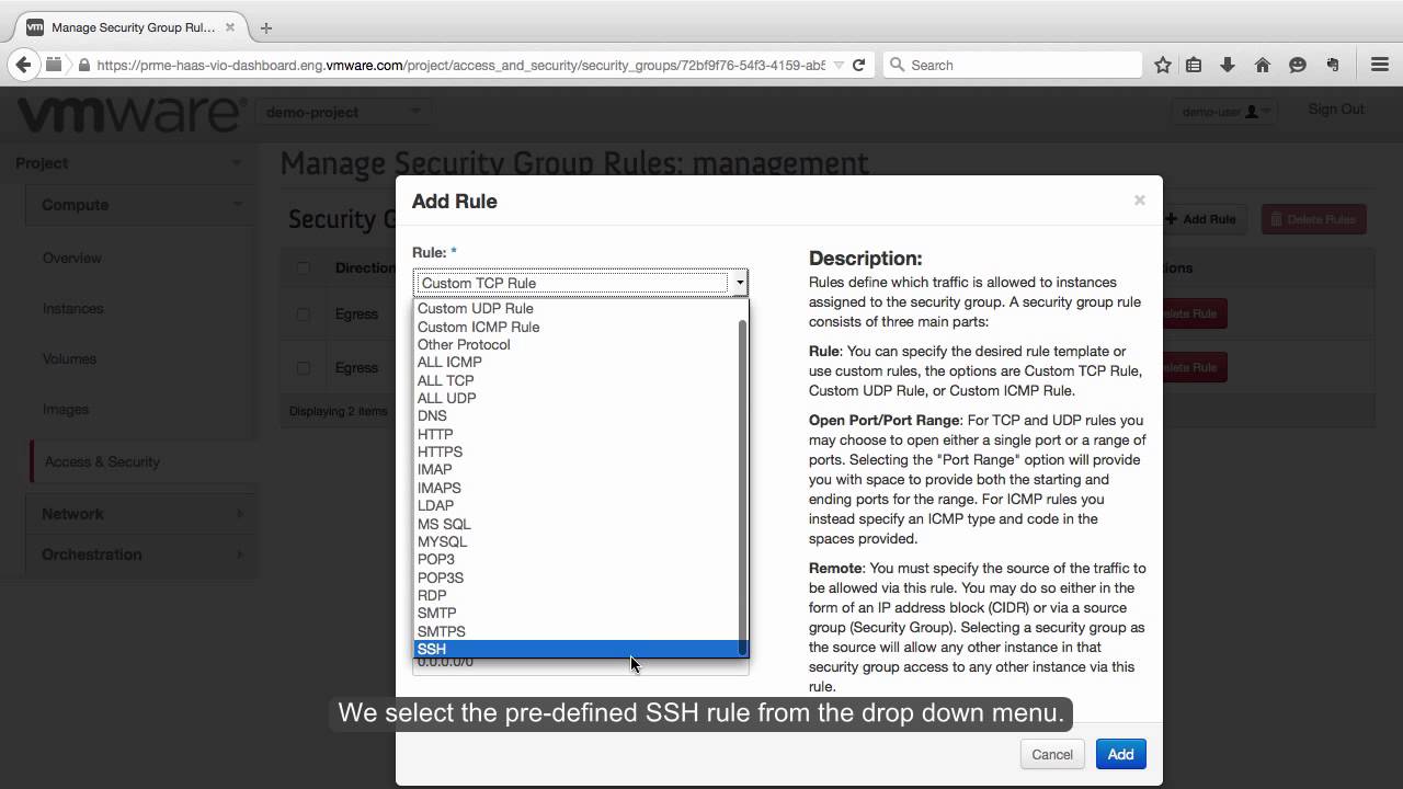 VMware Integrated OpenStack – Managing Security Groups