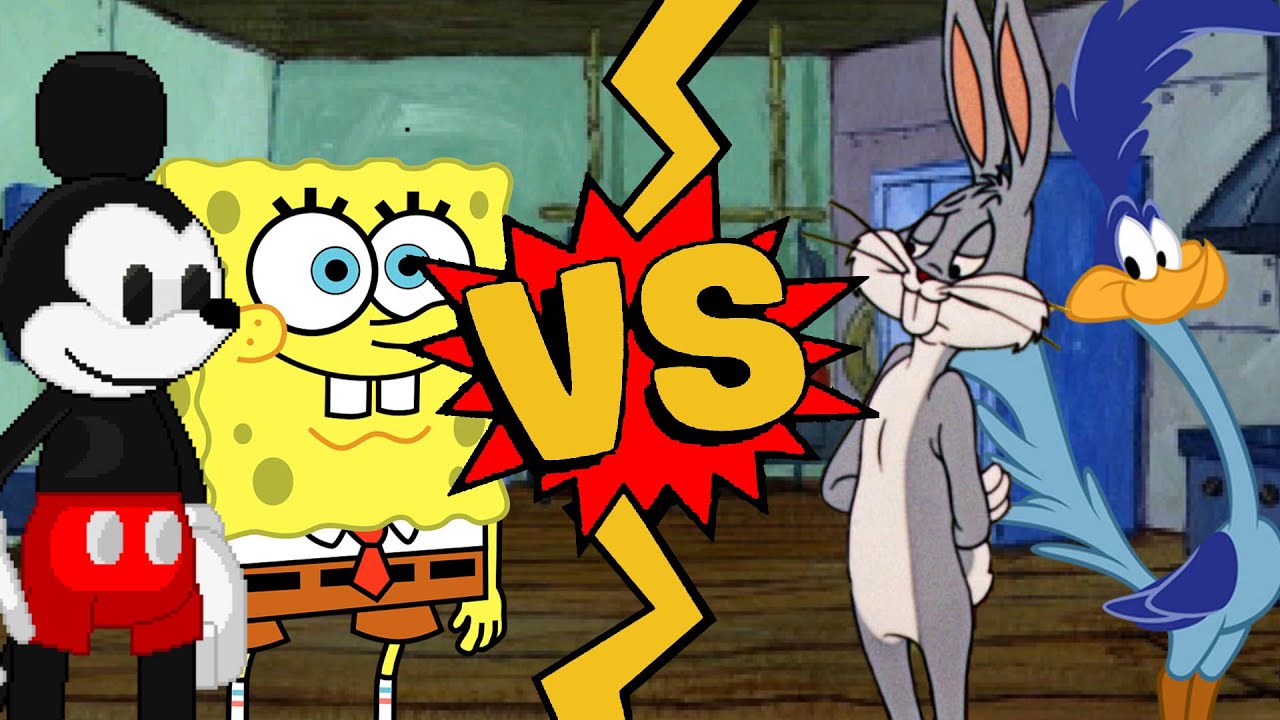 M.U.G.E.N. Battles | SpongeBob/Mickey Mouse vs Bugs Bunny/Road Runner