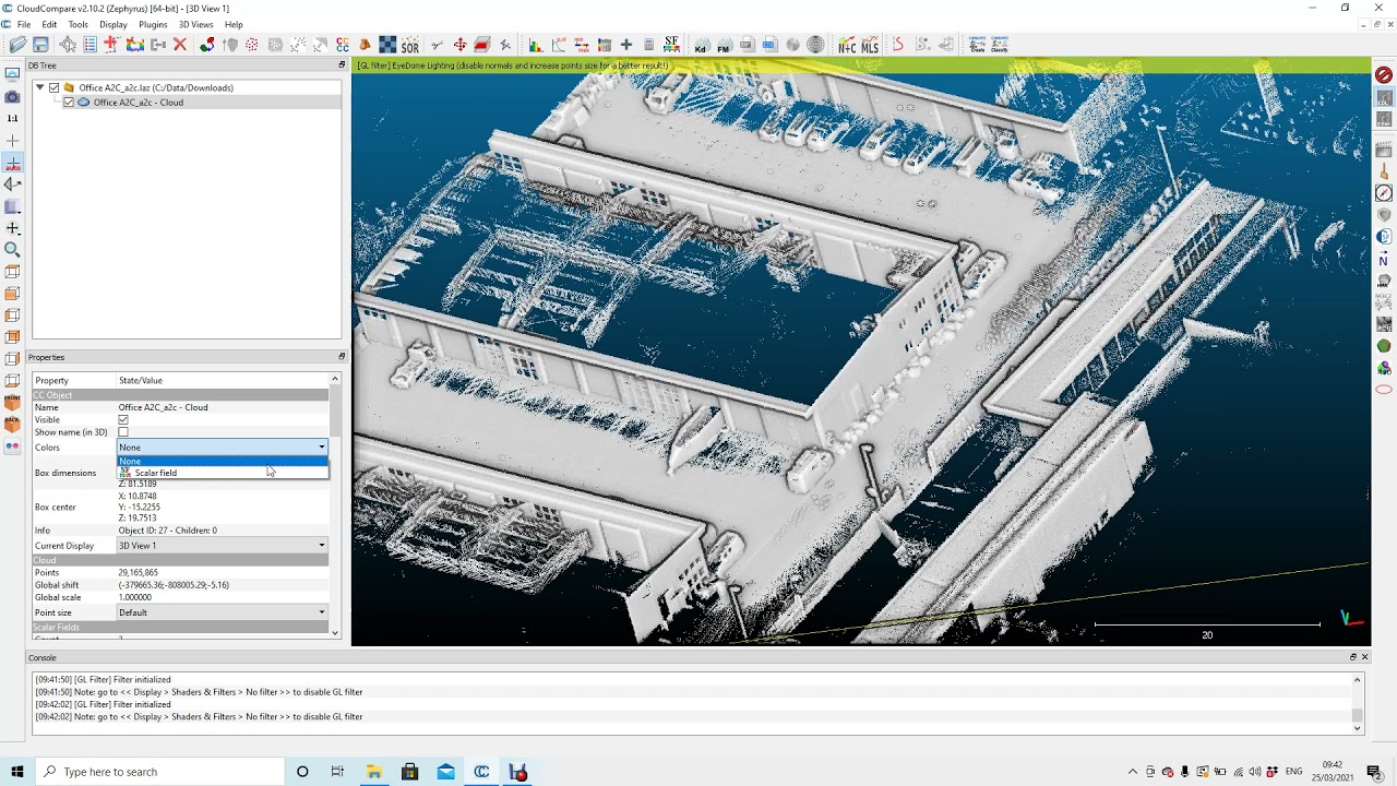 Filter segmentation pointcloud time Cloudcompare