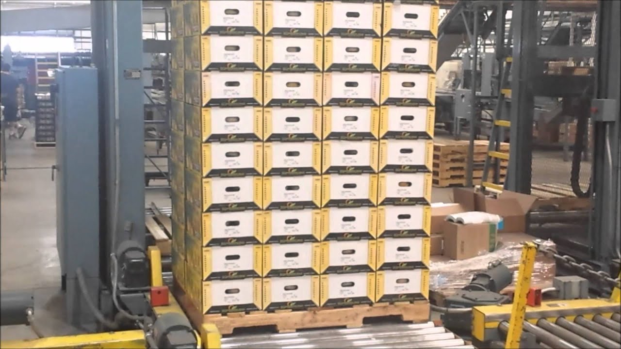 Automated Full-Box Palletizer and Strapper