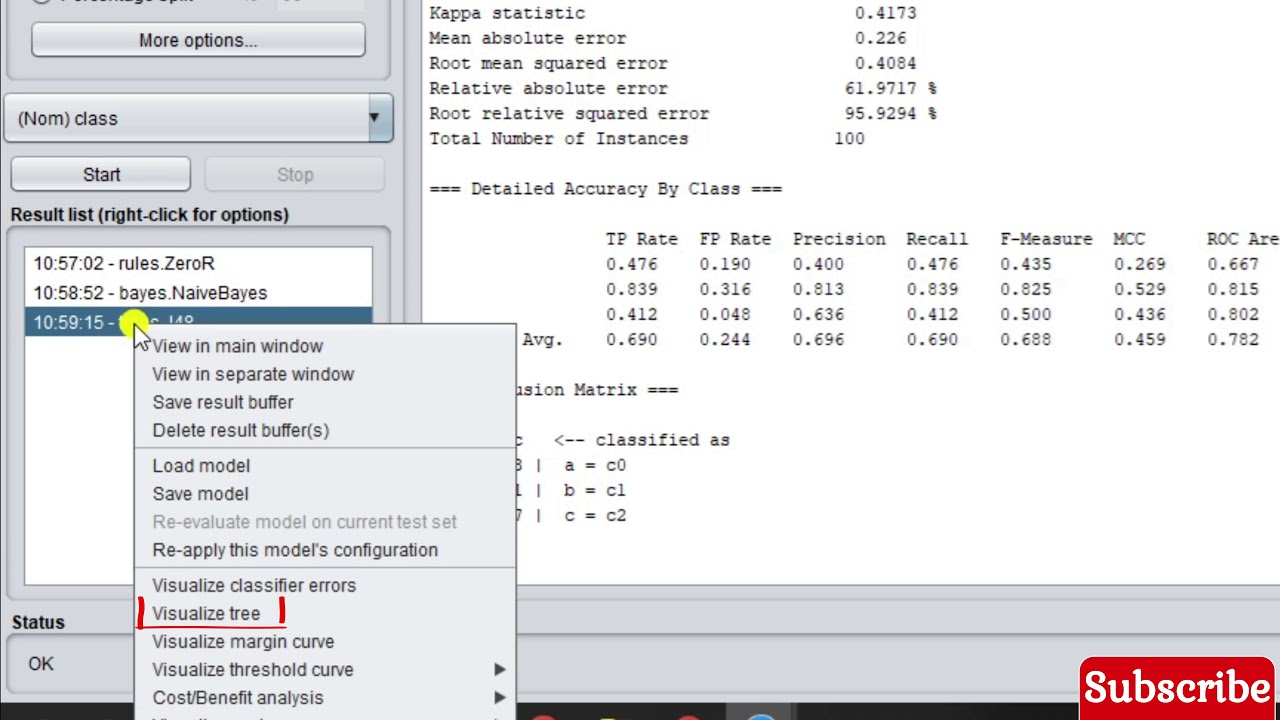 Weka Confusion Matrix, Decision Tree and NaiveBayes implementation