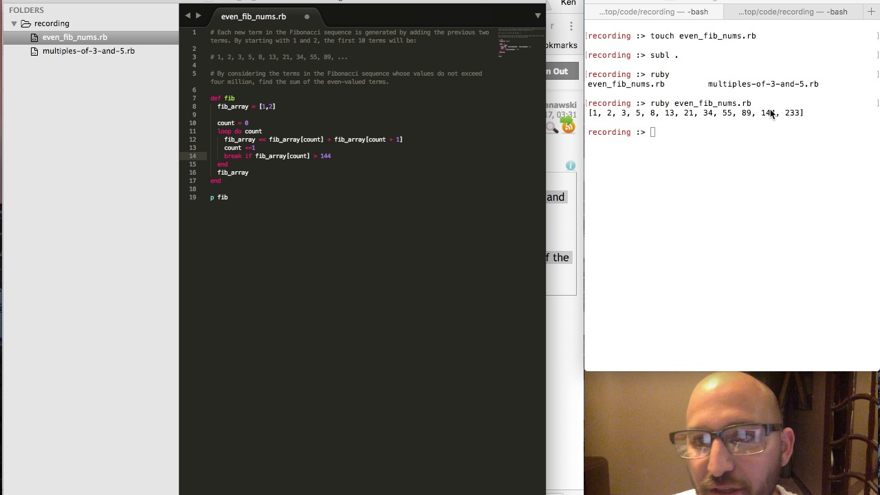 Project euler Problem 2. ruby