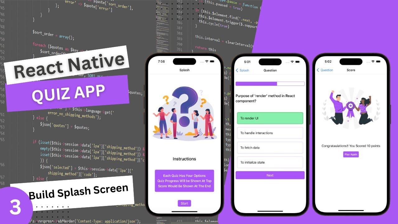 Quiz App In React Native #3 Splash Screen In React Native