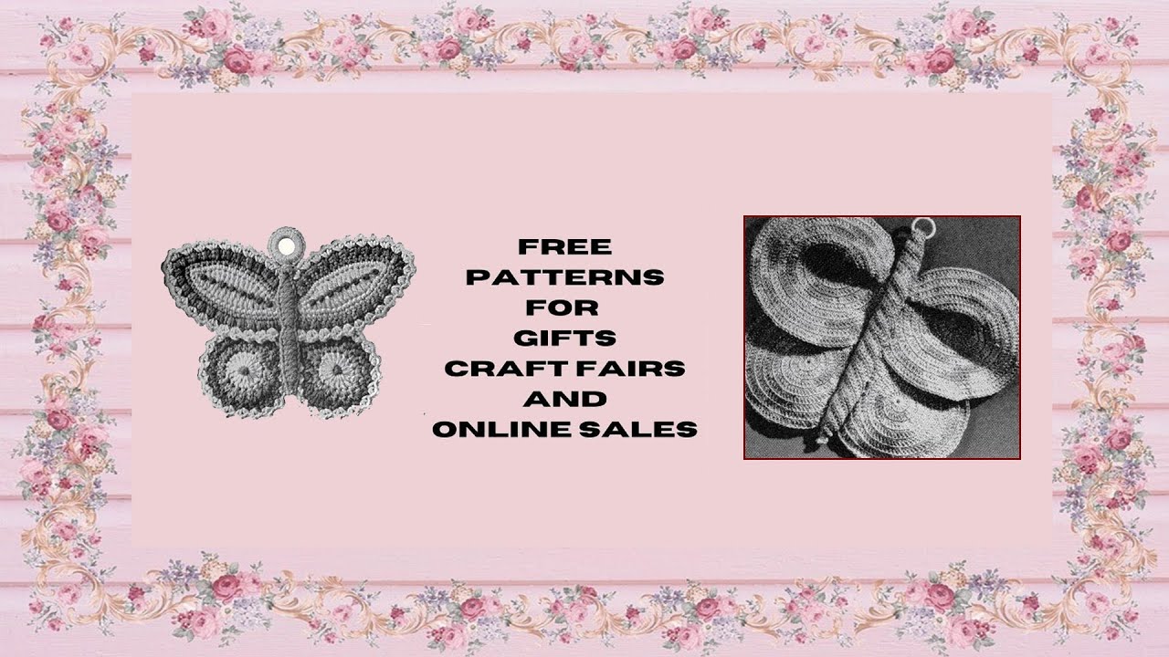 Free Craft Pattern PDF’s Butterfly 1 and Butterfly 2 Vintage Crocheted Potholders