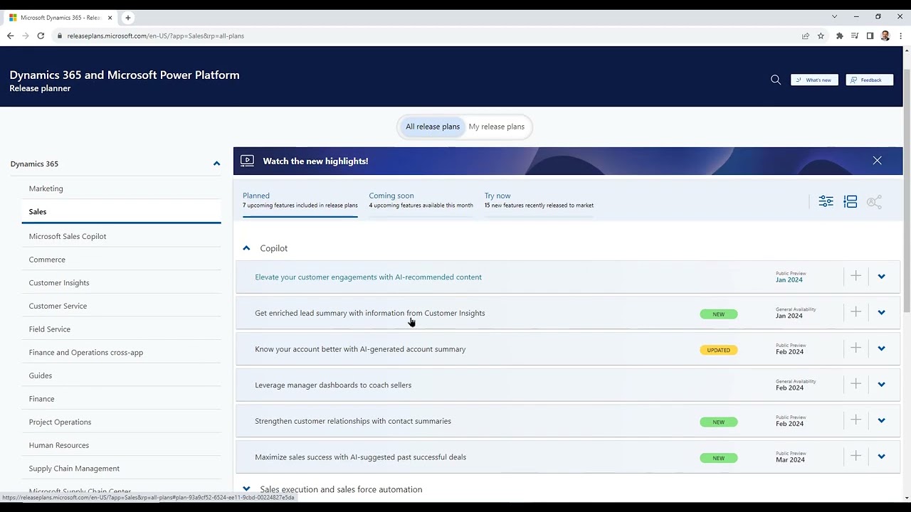 Release Planner for Microsoft Dynamics 365 and Power Platform