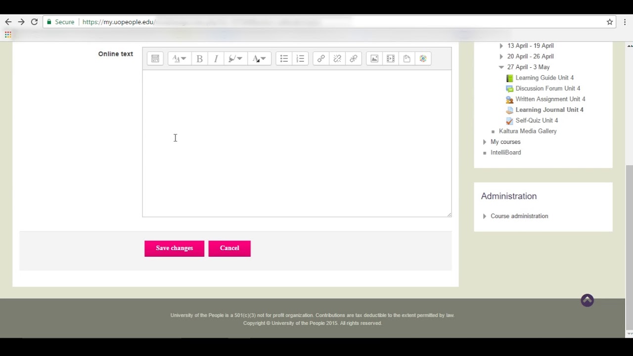 How to Submit Your Learning Journal - UoPeople Moodle