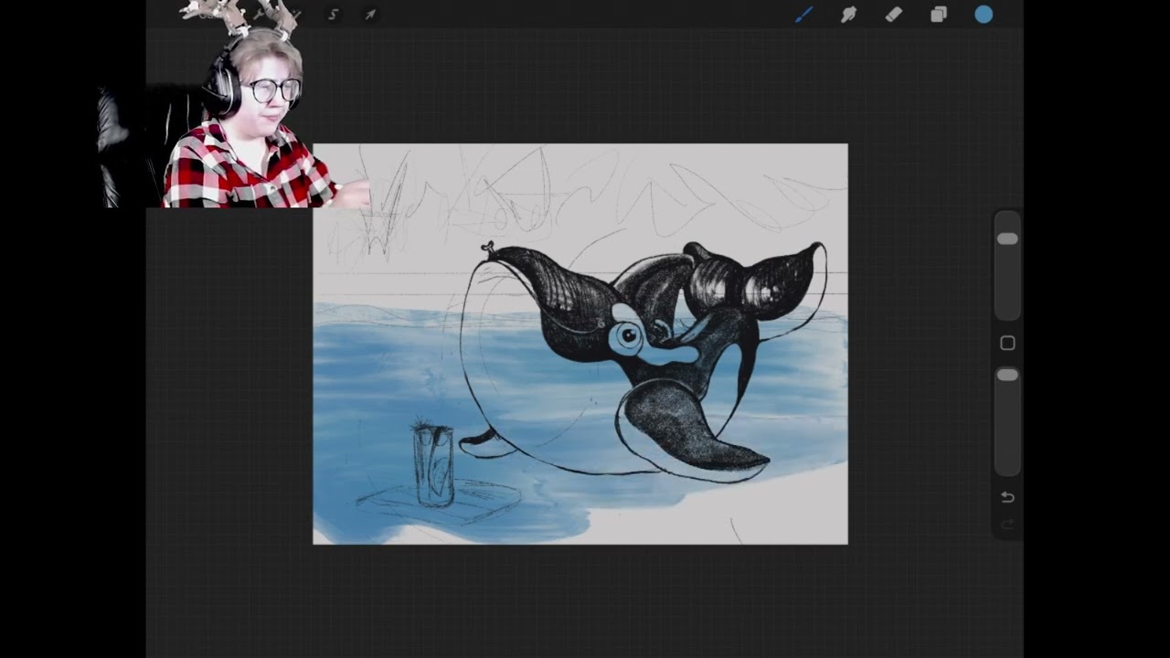 Orca Floaty & Gorgon Abstraction Painting in Procreate