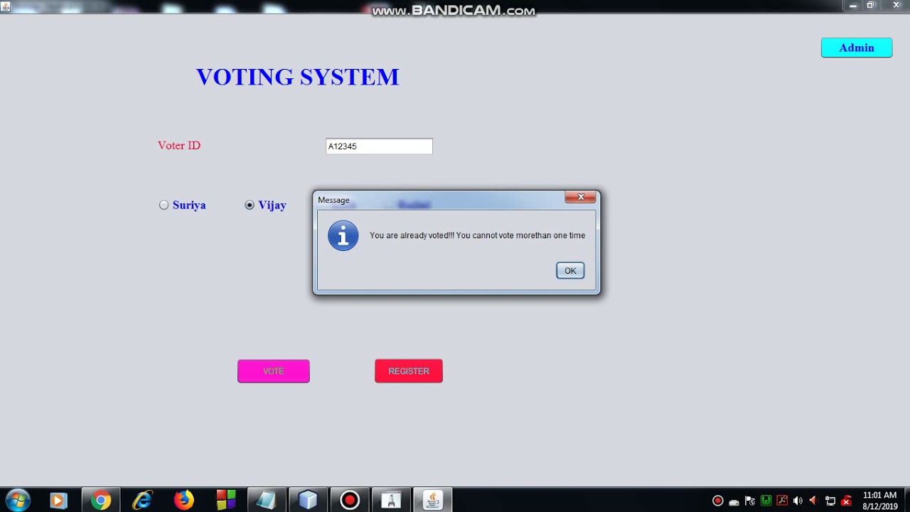 Voting System using Java Swing
