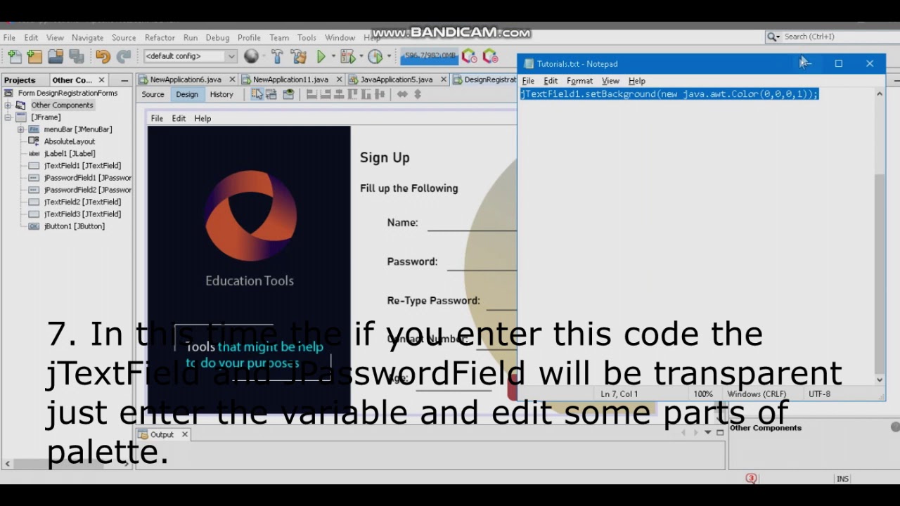 Modern Design jFrame and How to create a transparent jTextField, jPasswordField and jButton