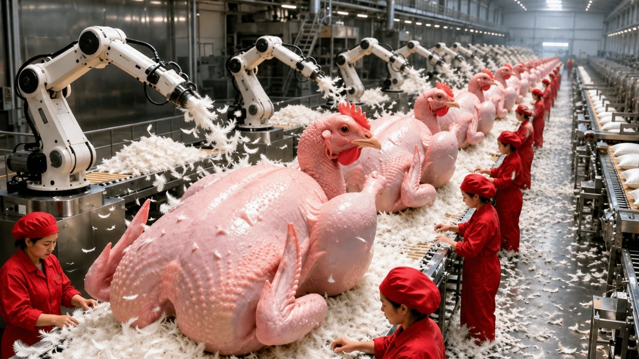 Inside a Modern Factory Process Making Insulation from Chicken Feathers