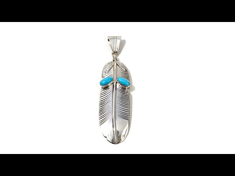 Chaco Canyon Turquoise "Feather" Pendant