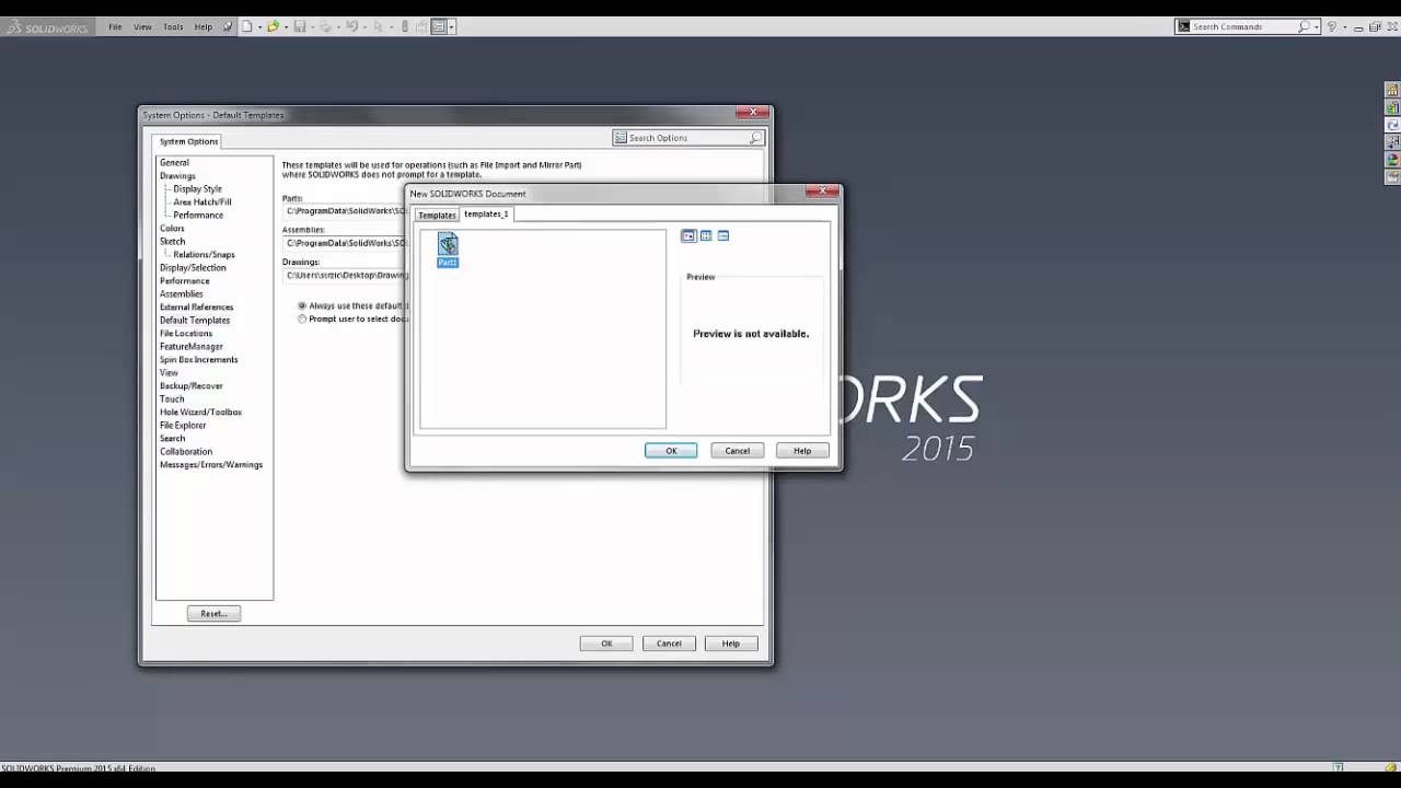 SOLIDWORKS Tutorial - Default Templates Location