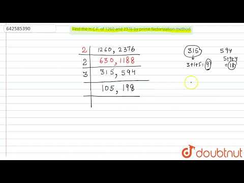 Find the H.C.F. of 1260 and 2376 by prime\r\nfactorization method. | 6 | PLAYING WITH NUMBERS | ...