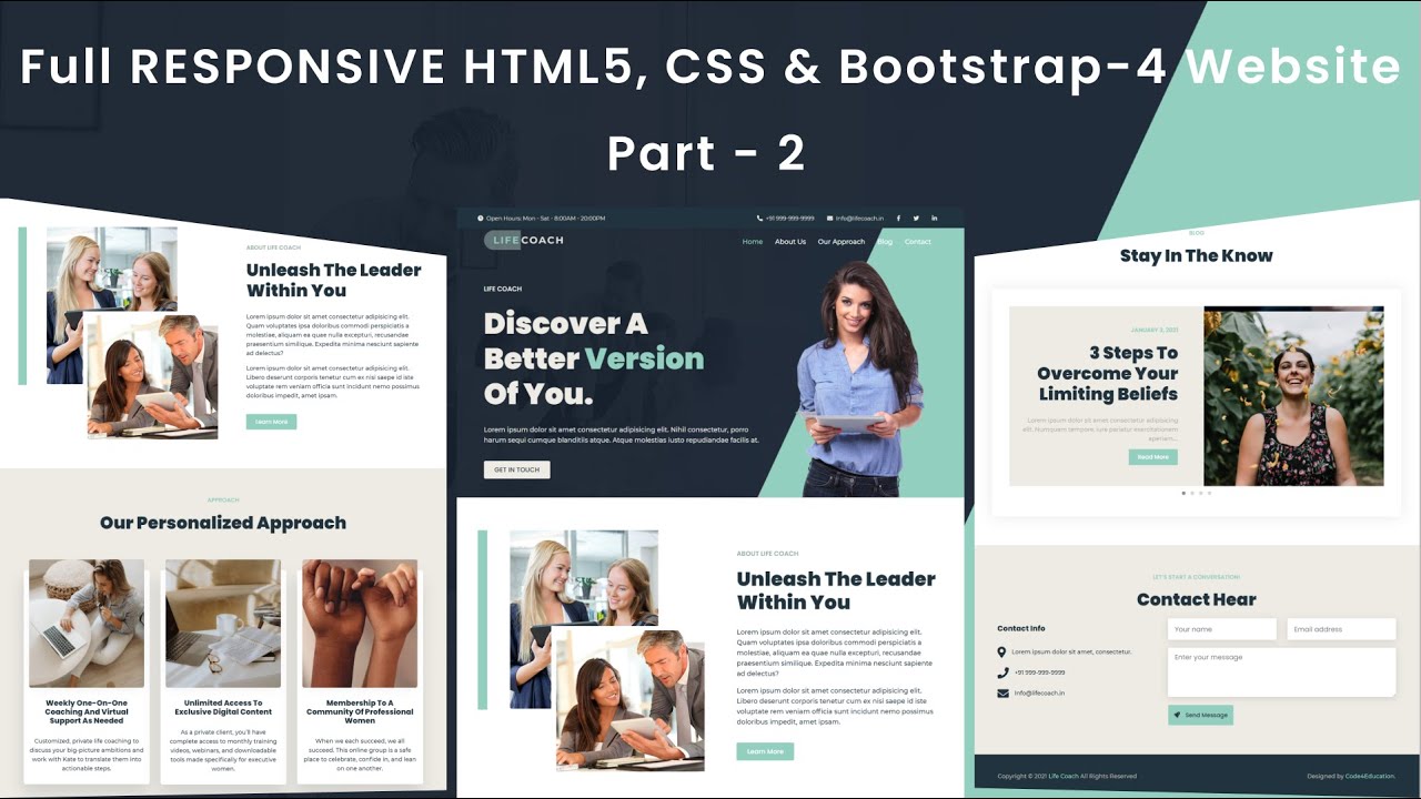 Responsive Landing Page Using HTML CSS jQuery and Bootstrap 4 | Complete Website Using Bootstrap 4