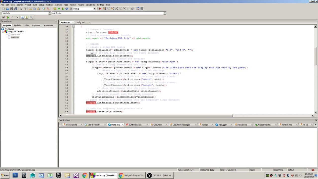 TinyXML Tutorial (C++, XML, TinyXML)