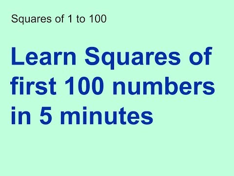learn Squares of first 100 numbers in 5 minutes