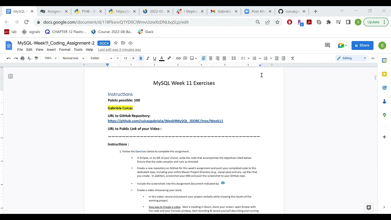 MySQL Week11 Coding Assignment 2 docx   Google Docs   Google Chrome 2022 11 30 18 17 02