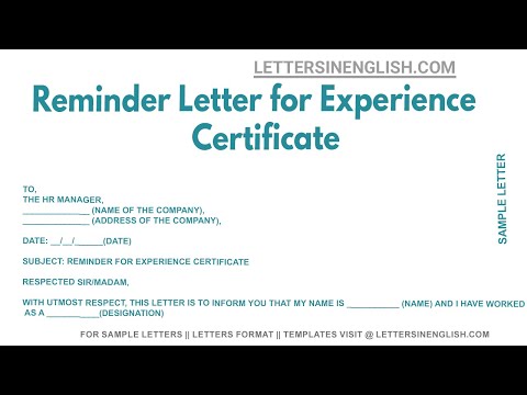 Reminder Letter For Experience Certificate - Sample Letter of Reminder for Experience Certificate