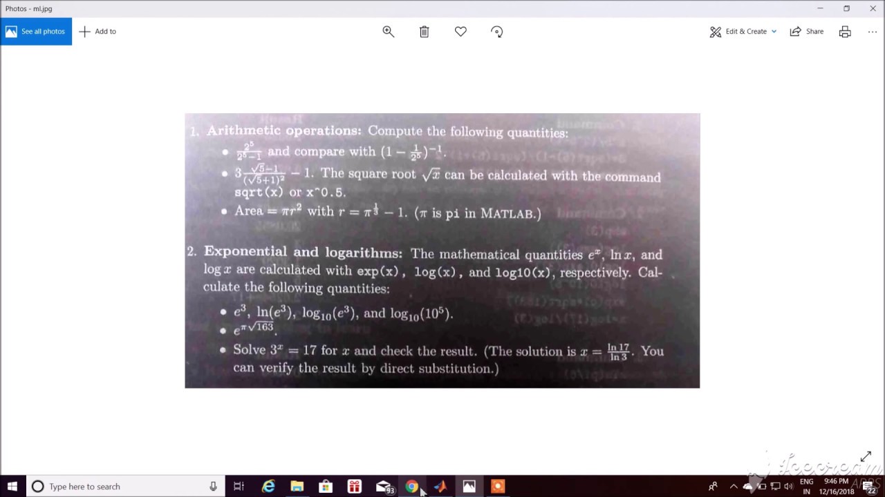 MATLAB Tutorial#2 How to solve mathematical function with Arithmetic Operations and Square Root
