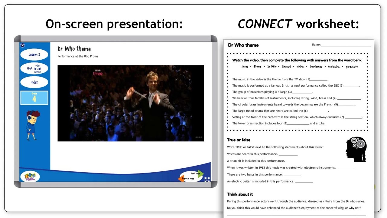 Connect Listening Activity and worksheet for Grade 4