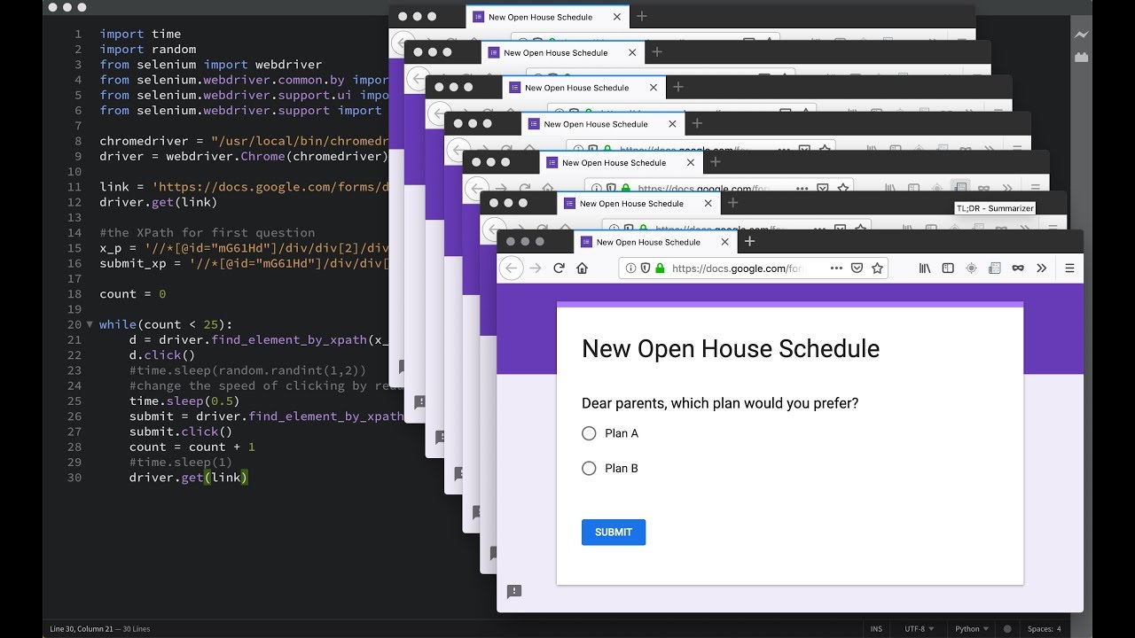 Write code to fill out Google Forms automatically