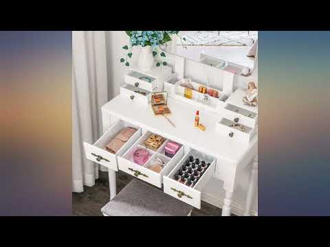 BEWISHOME Vanity Set with Lighted Mirror, Makeup Vanity with Lights, 8 LED Bulbs review