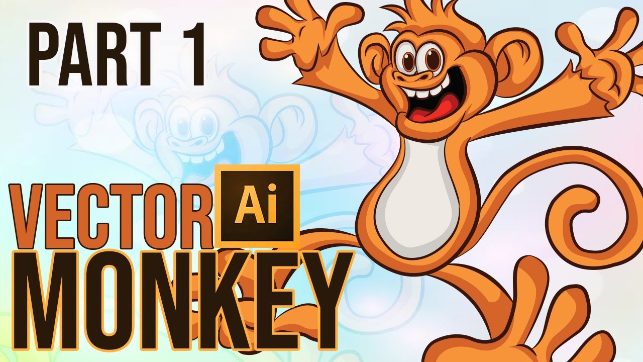 Adobe Illustrator Tutorial | How to Draw Monkey Cheered Illustration (Outlines) - Part 1